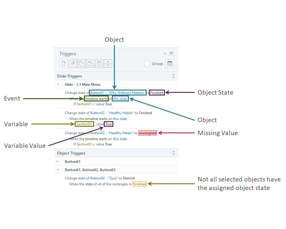 Storyline 360 Trigger Panel Color Coding Cheat Sheet Downloads E 5083